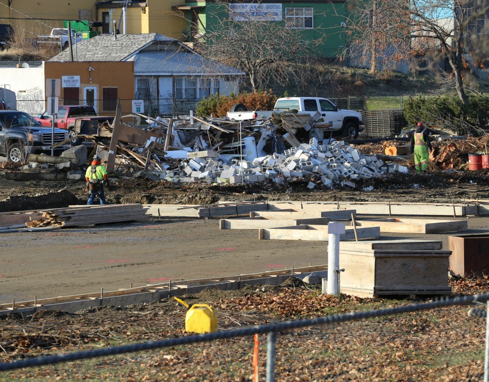 Footings being installed – old building crushed